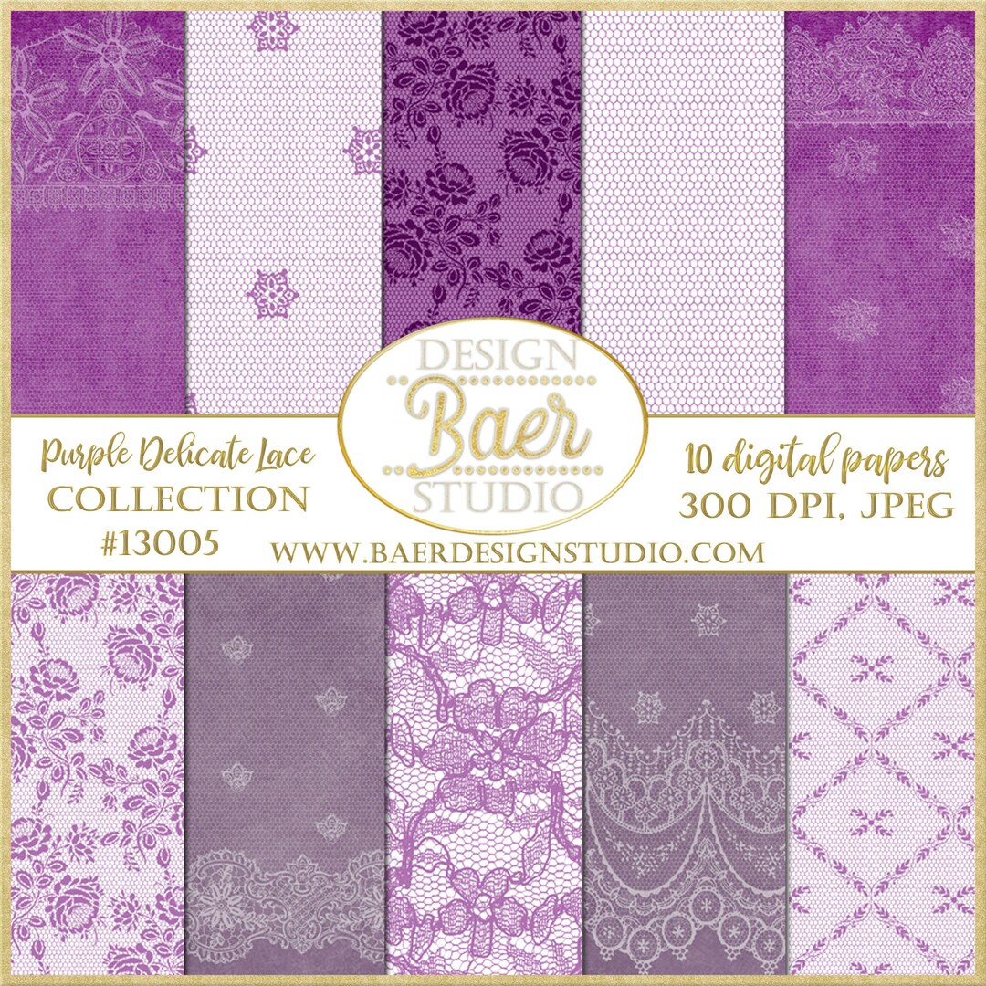 Purple Digital Paper:digital Scrapbook Paper, Purple Lace Digital Paper ...