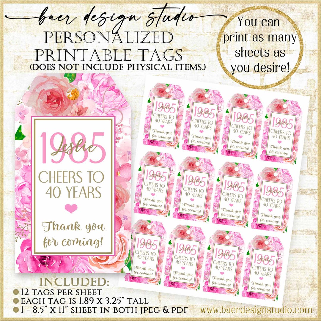 Retirement Party Favor Tag, Birthday Party Favor Tag Personalized for ...