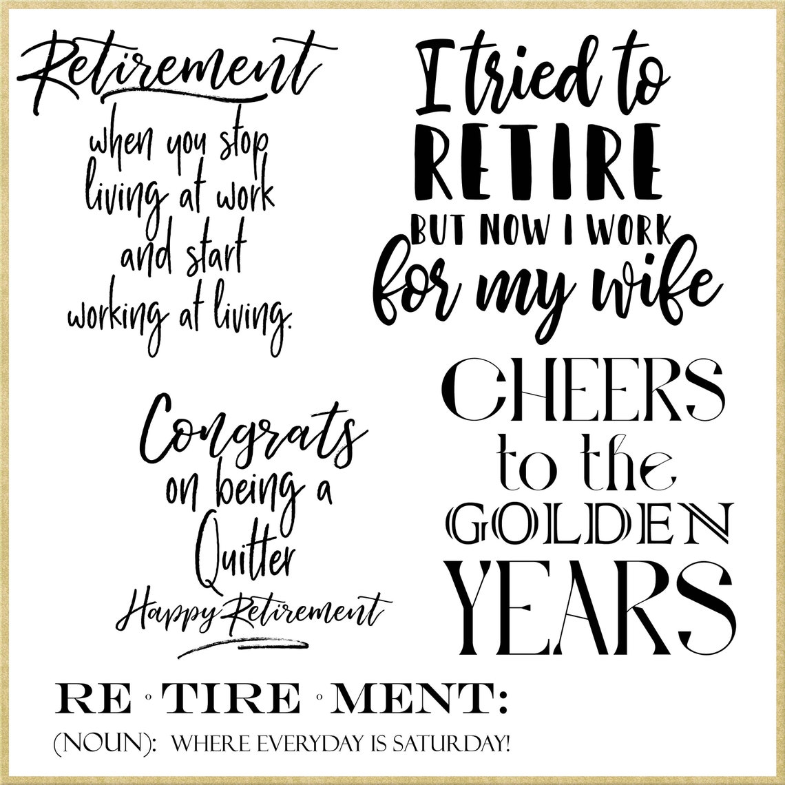 Retirement Quotes Word Art: Inspirational PNG Images (digital Download ...