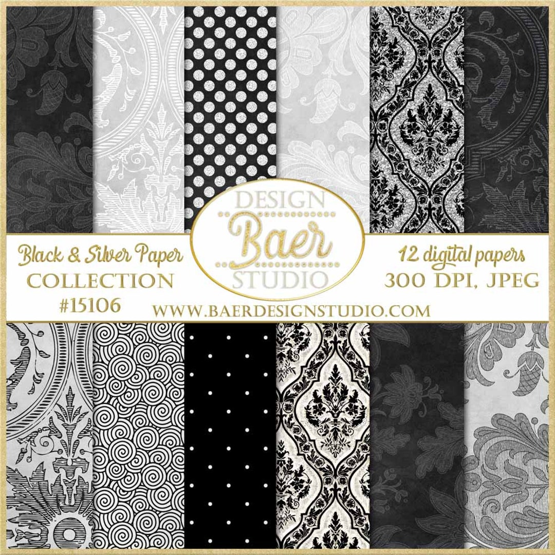 Black Digital Papers, Vintage Halloween Digital Paper, Gray and Black ...