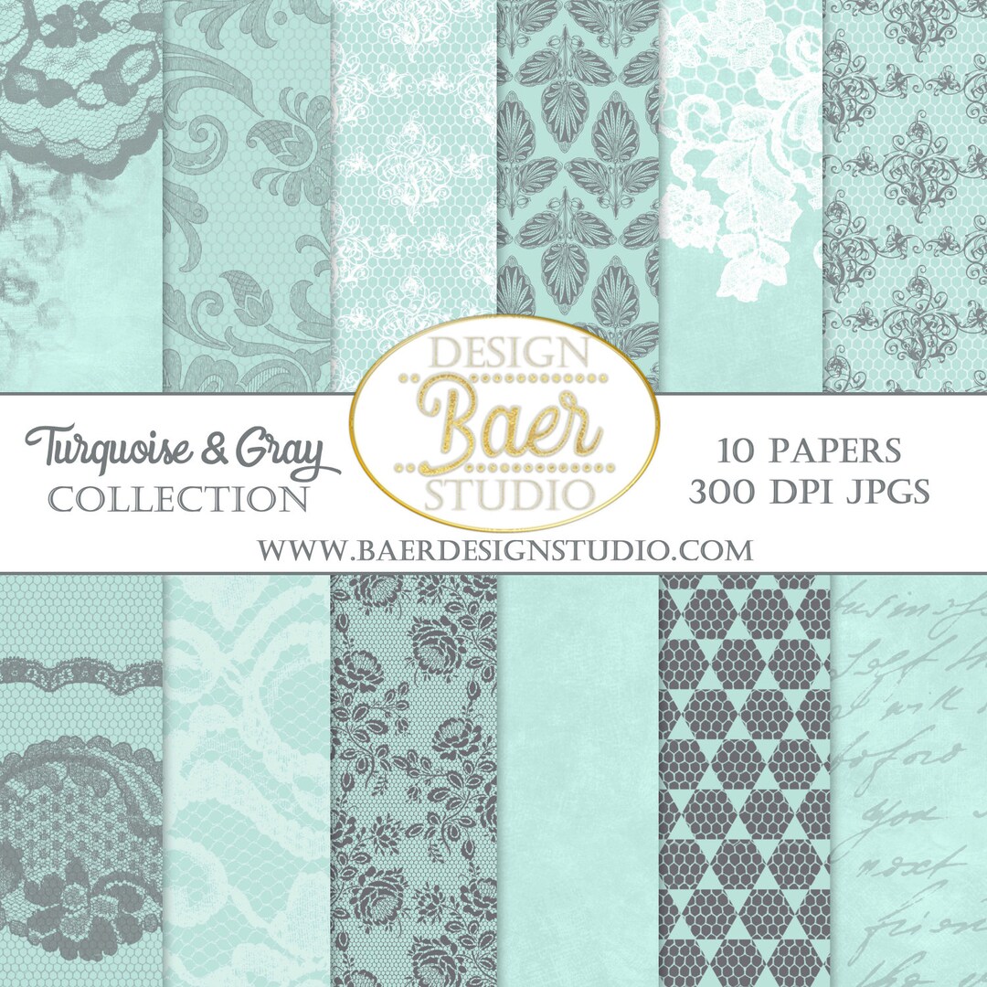 VINTAGE LACE Digital PAPER Digital Paper Turquoise Blue and - Etsy