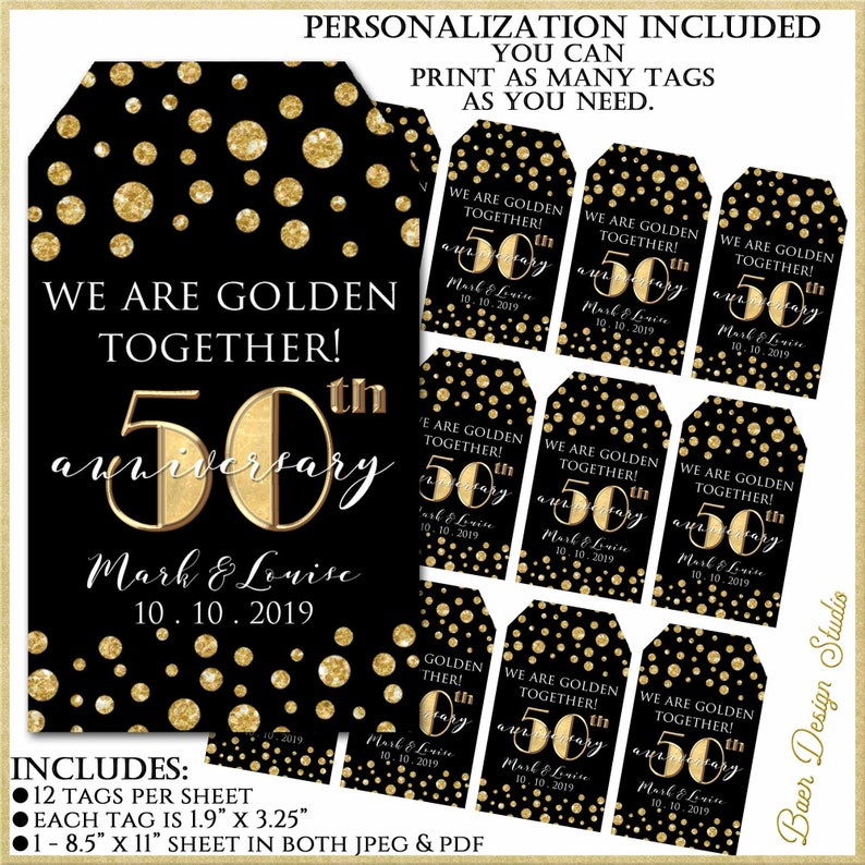 50th Anniversary Favor Tags:personalized 50th Anniversary | Etsy