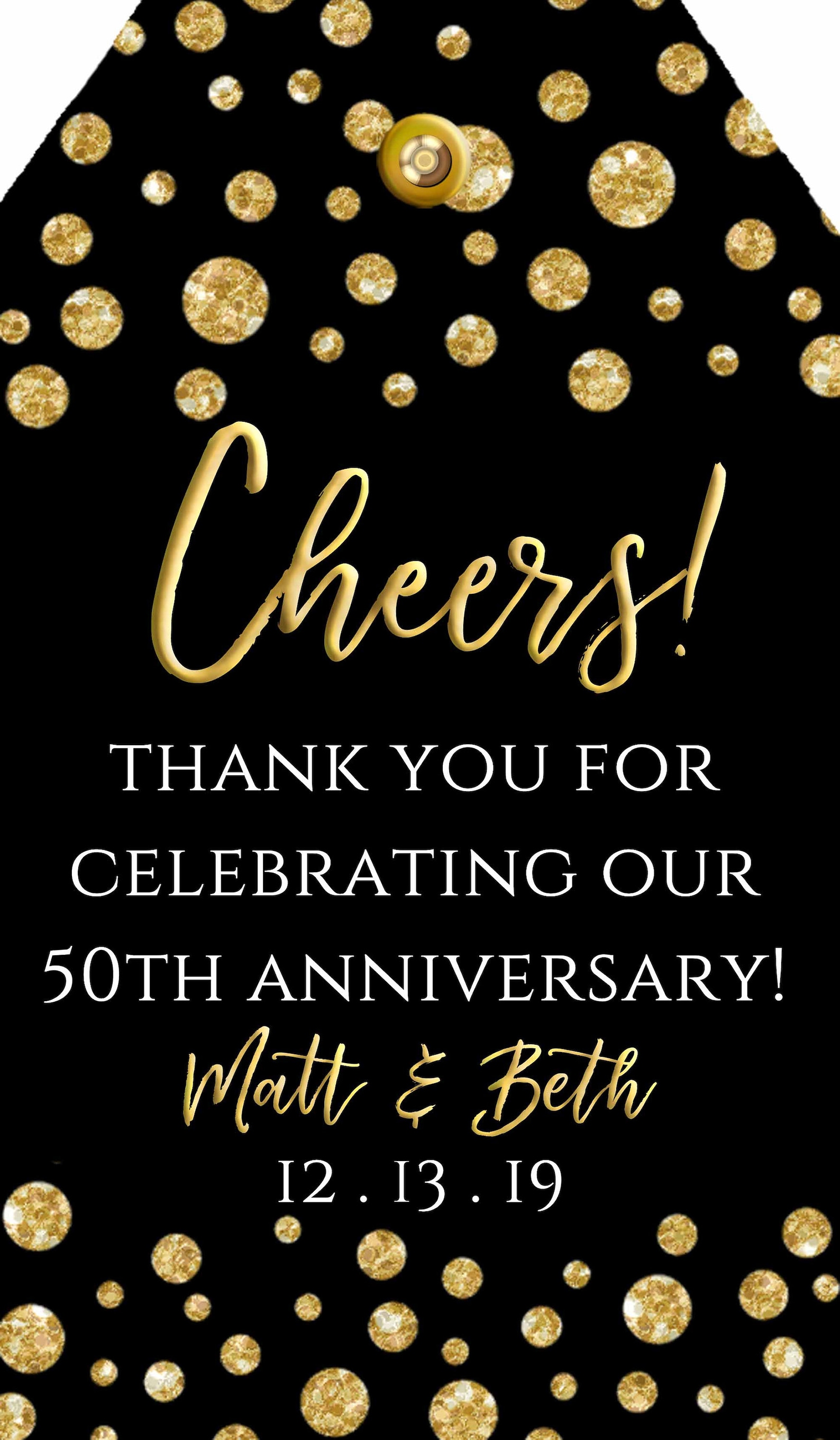 Black and Gold Cheers Printable Tag Custom Thank You Tags - Etsy