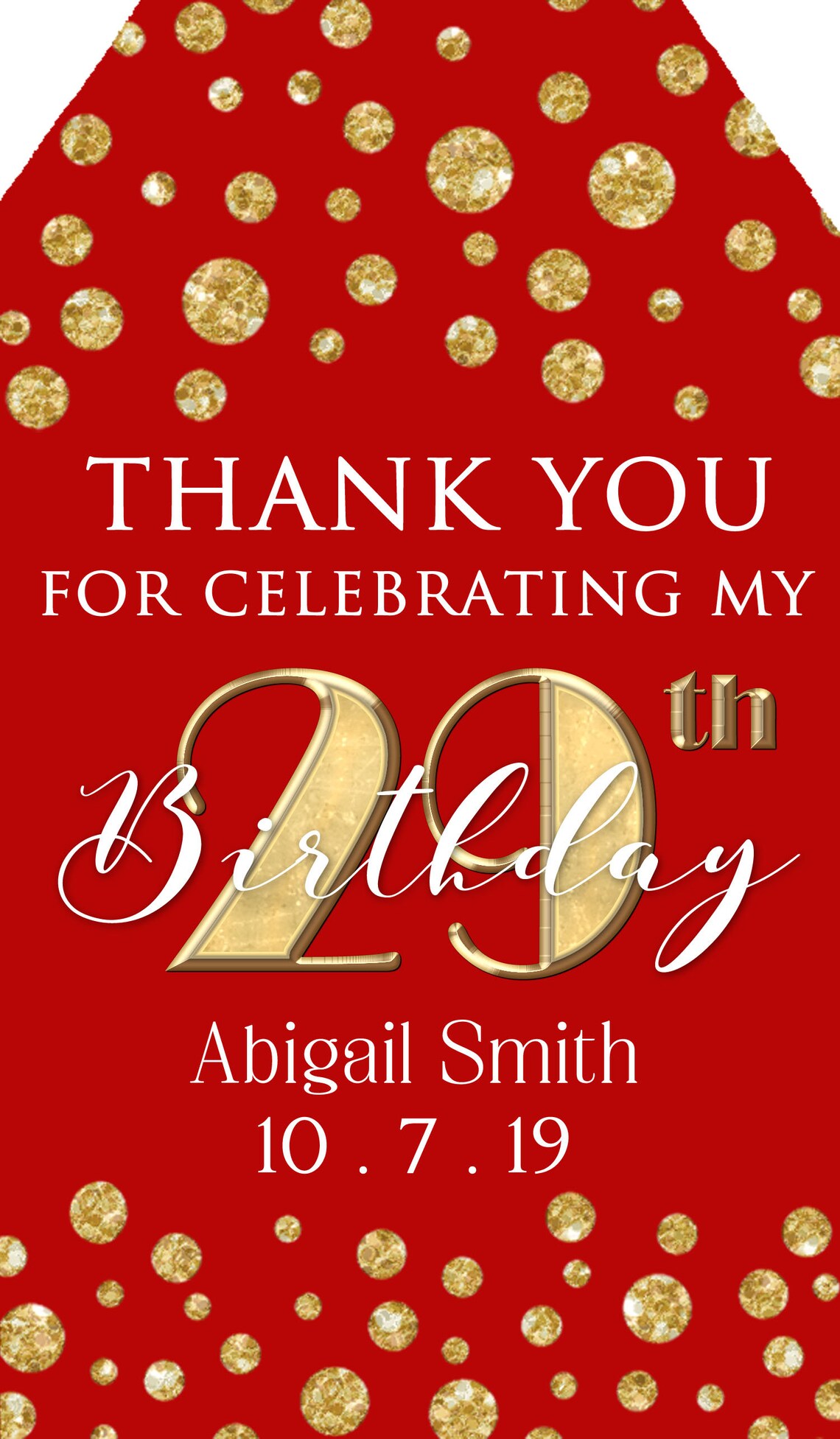 Red and Gold Printable Tags:40th Birthday Tag Personalized - Etsy