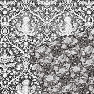 Black Digital Paper Pack With Lace and Damask Patterns - Etsy
