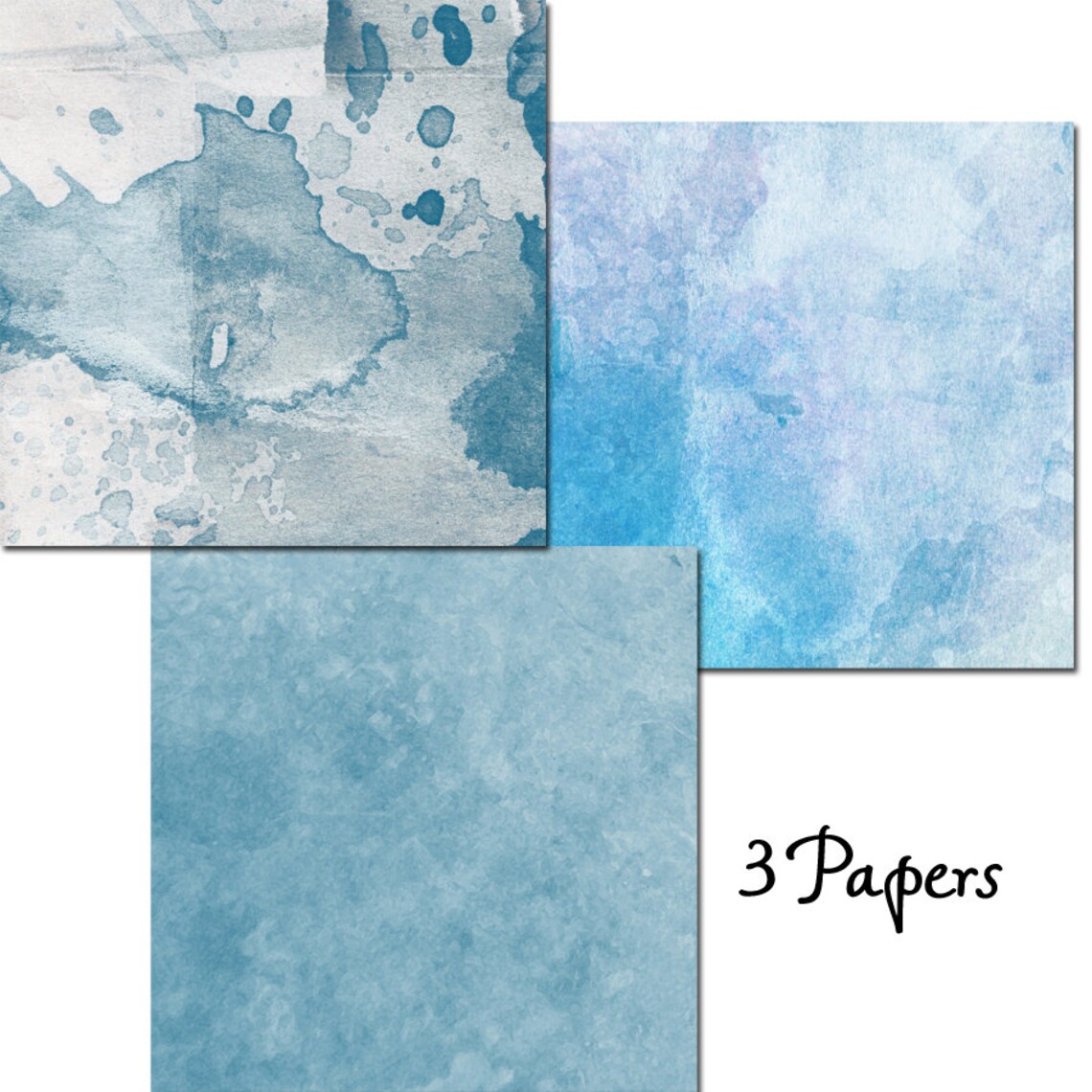 Blue Watercolor Digital Paper Ocean Blue Watercolor Printable | Etsy