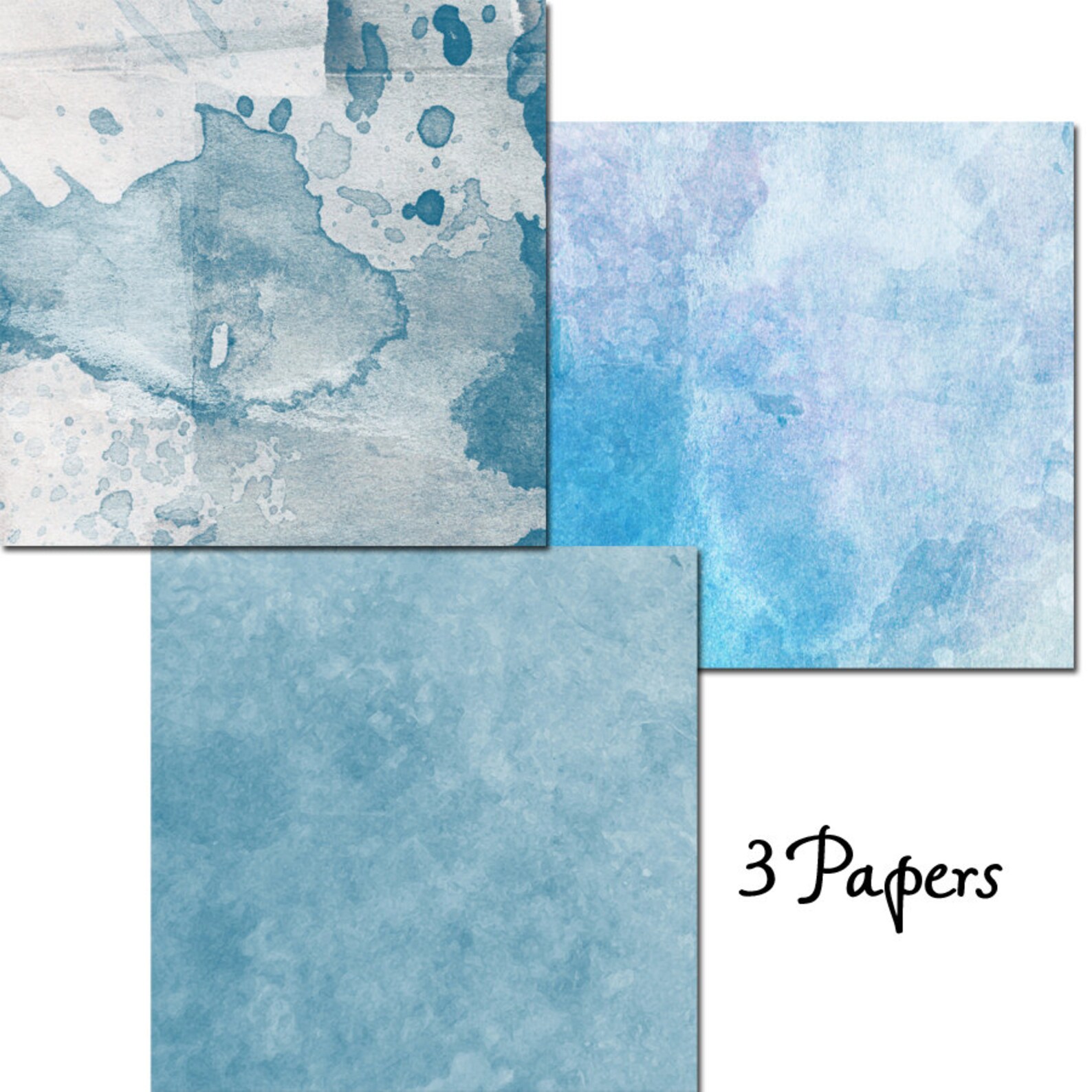 Blue Watercolor Digital Paper Ocean Blue Watercolor Printable | Etsy