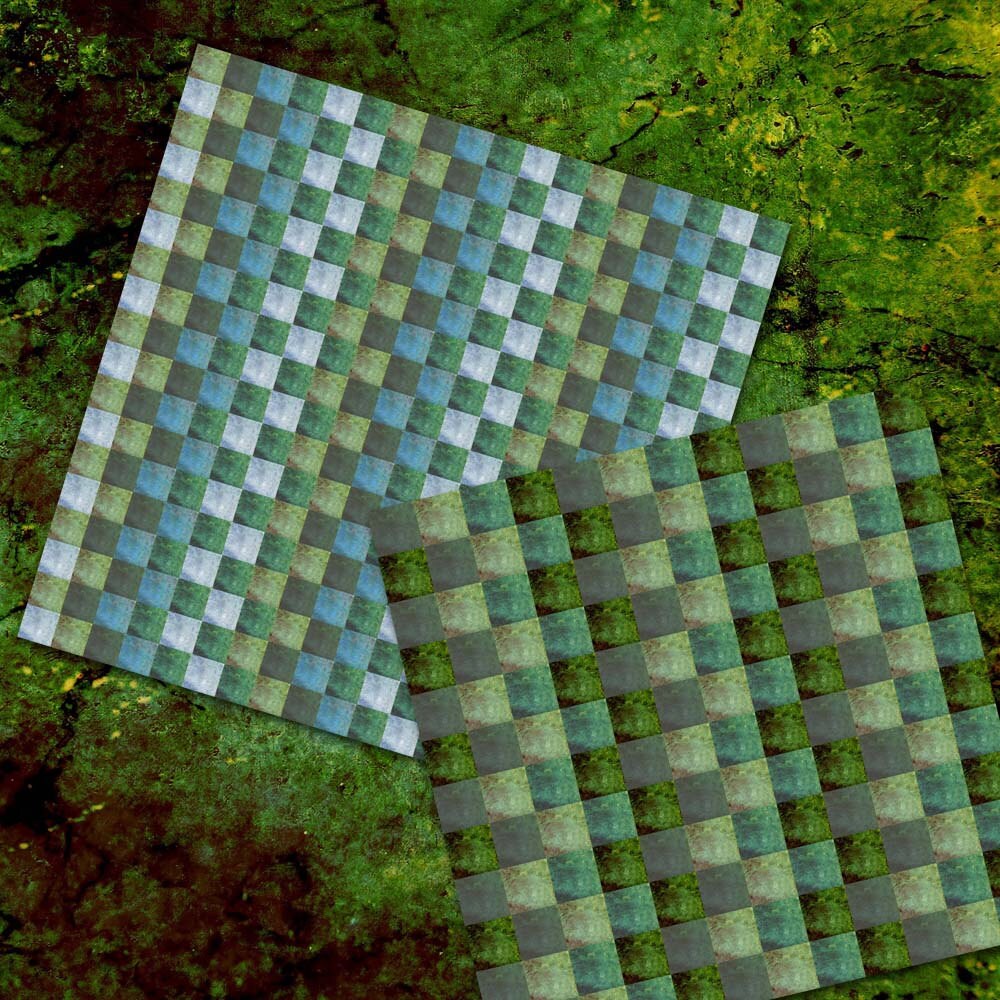 Blue and Green Check Digital Paper Patternmosaic Digital - Etsy