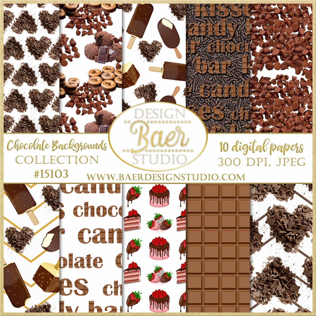 Chocolate Dessert Digital Paper: Ice Cream Patterns, Valentine's Day ...
