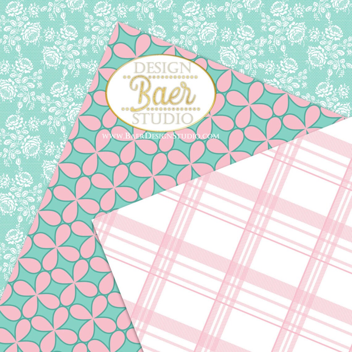 Pink and Turquoise Digital Paper Pink and Teal Digital Paper - Etsy