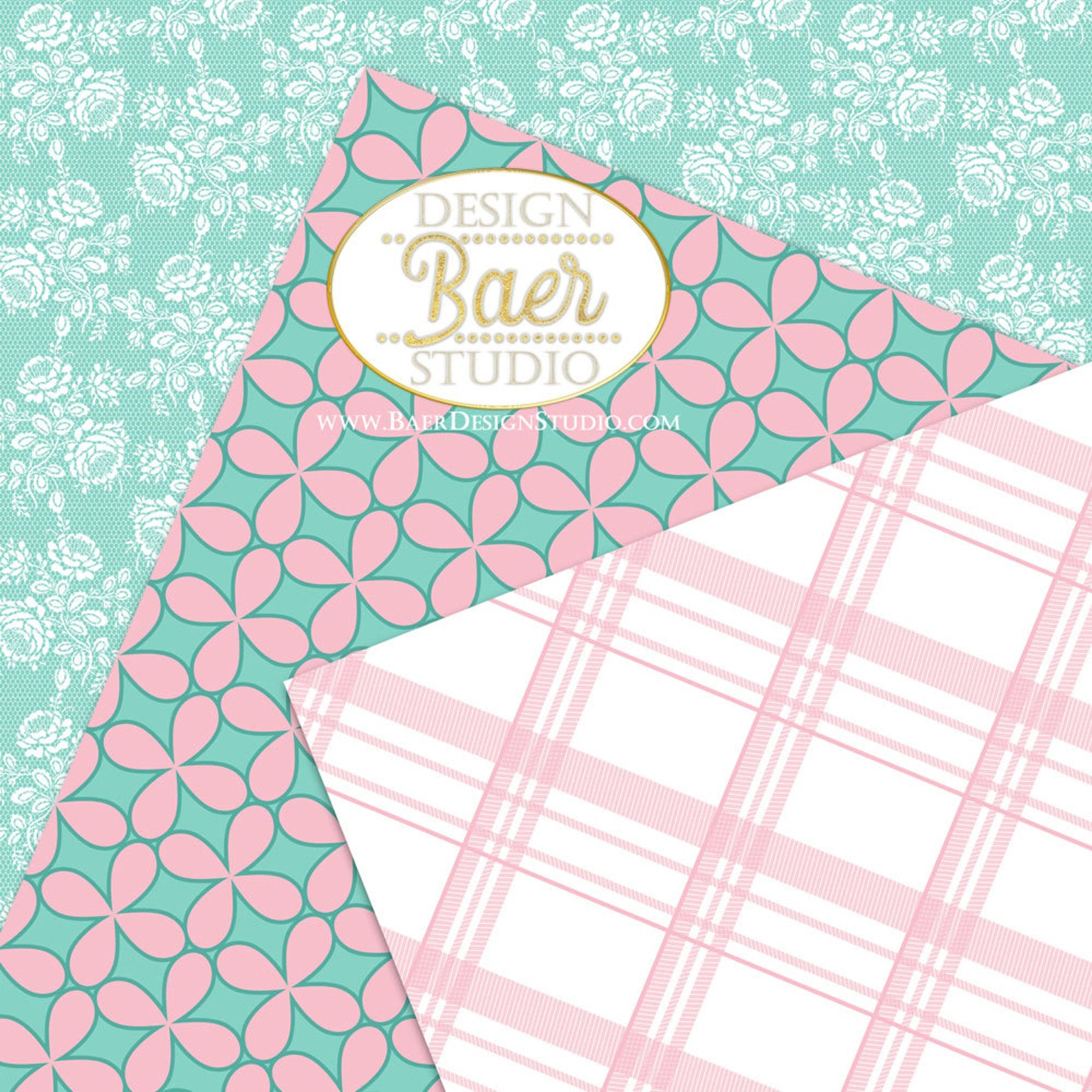 Pink and Turquoise Digital Paper Pink and Teal Digital Paper - Etsy