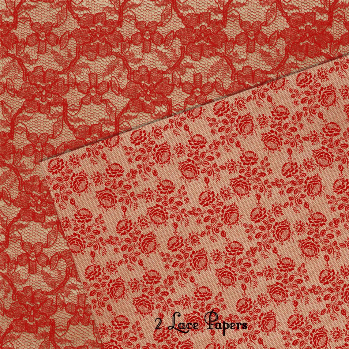Red Lace Digital Paper Digital Paper Valentine's Red | Etsy