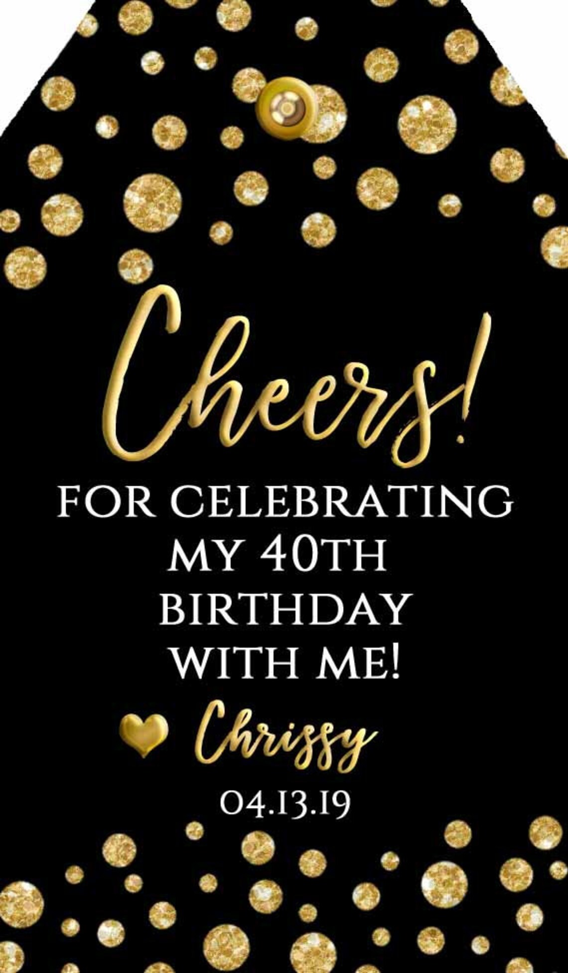 Black and Gold Cheers Printable Tag Custom Thank You Tags - Etsy