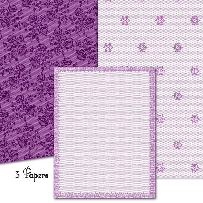 Purple Digital Paper:digital Scrapbook Paper Purple Lace - Etsy