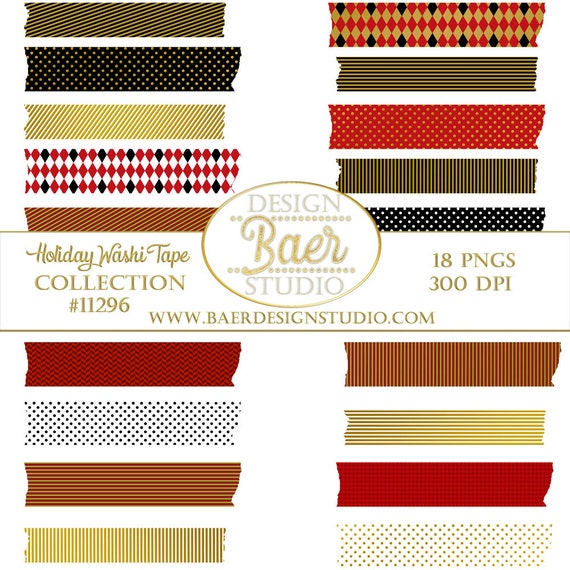 Washi Tape Clipart:graduation Red and Gold Digital Washi Tape | Etsy