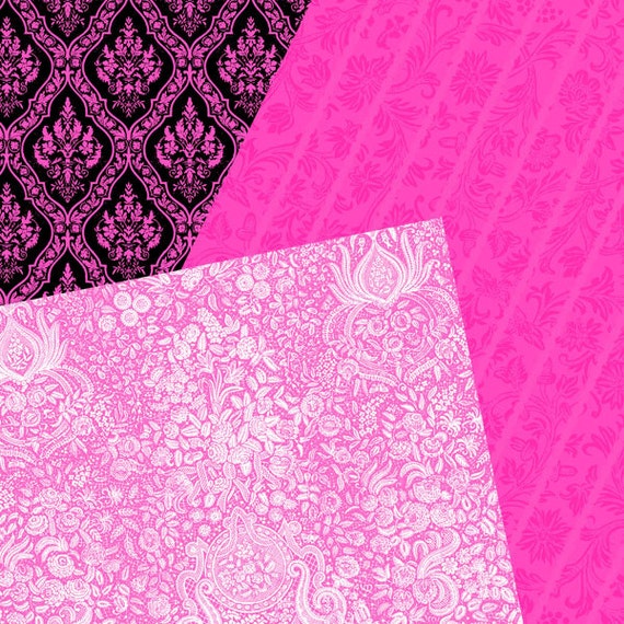 Pink And Black Damask Background