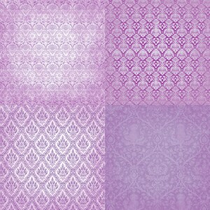 Purple Digital Paper:lavender Damask Scrapbook and Journal Backgrounds ...