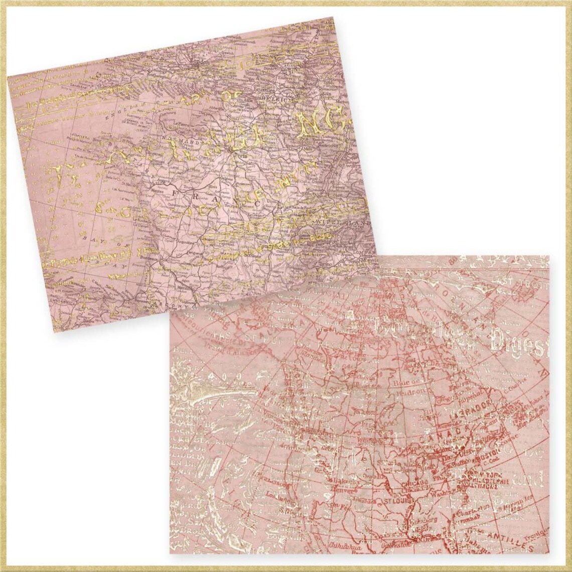 Pink Map Placemats: 11x14 Digital Paper Pink Vintage Map - Etsy