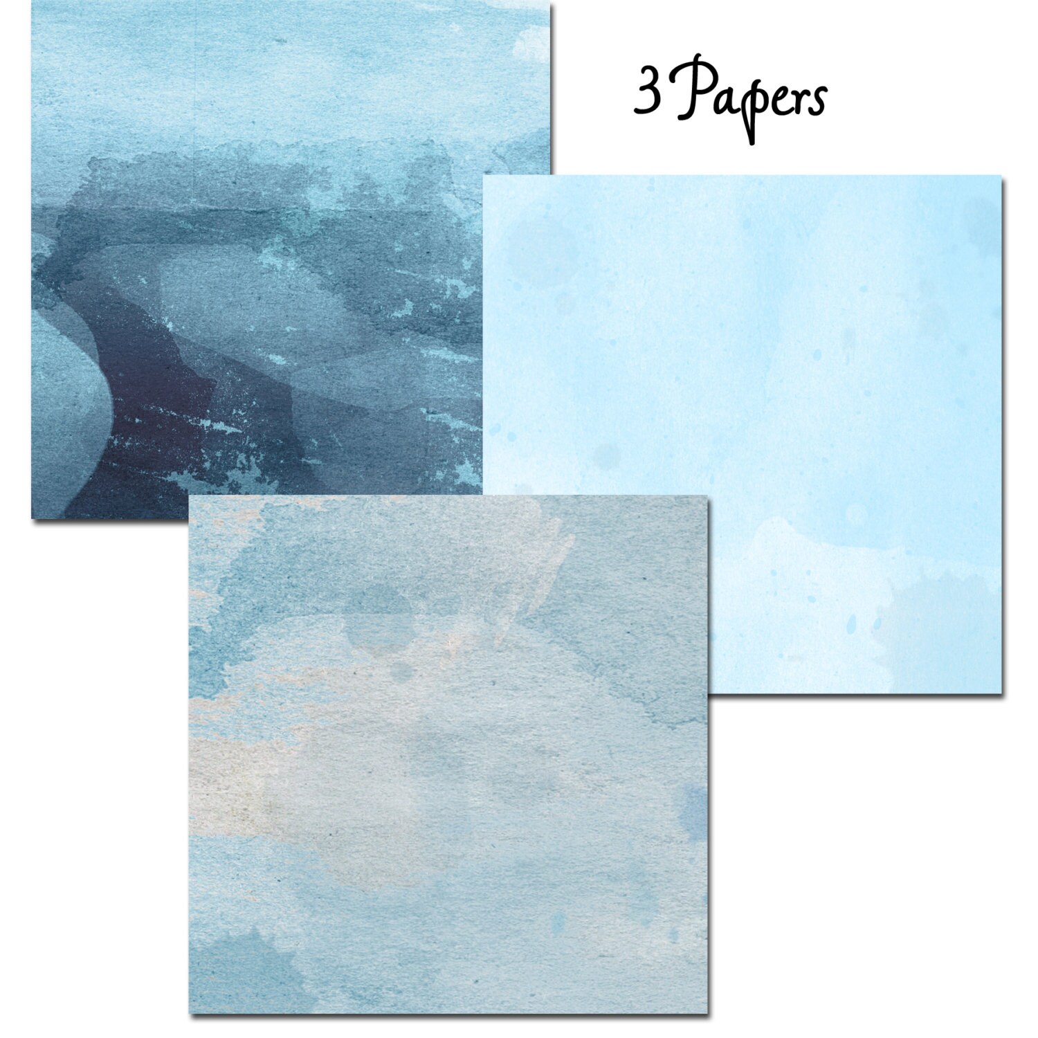 Blue Watercolor Digital Paper Ocean Blue Watercolor Printable - Etsy
