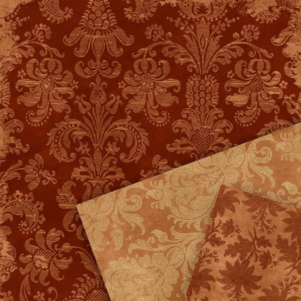 Bronze Damask Digital Paper: Copper and Gold Patterned Backgrounds ...