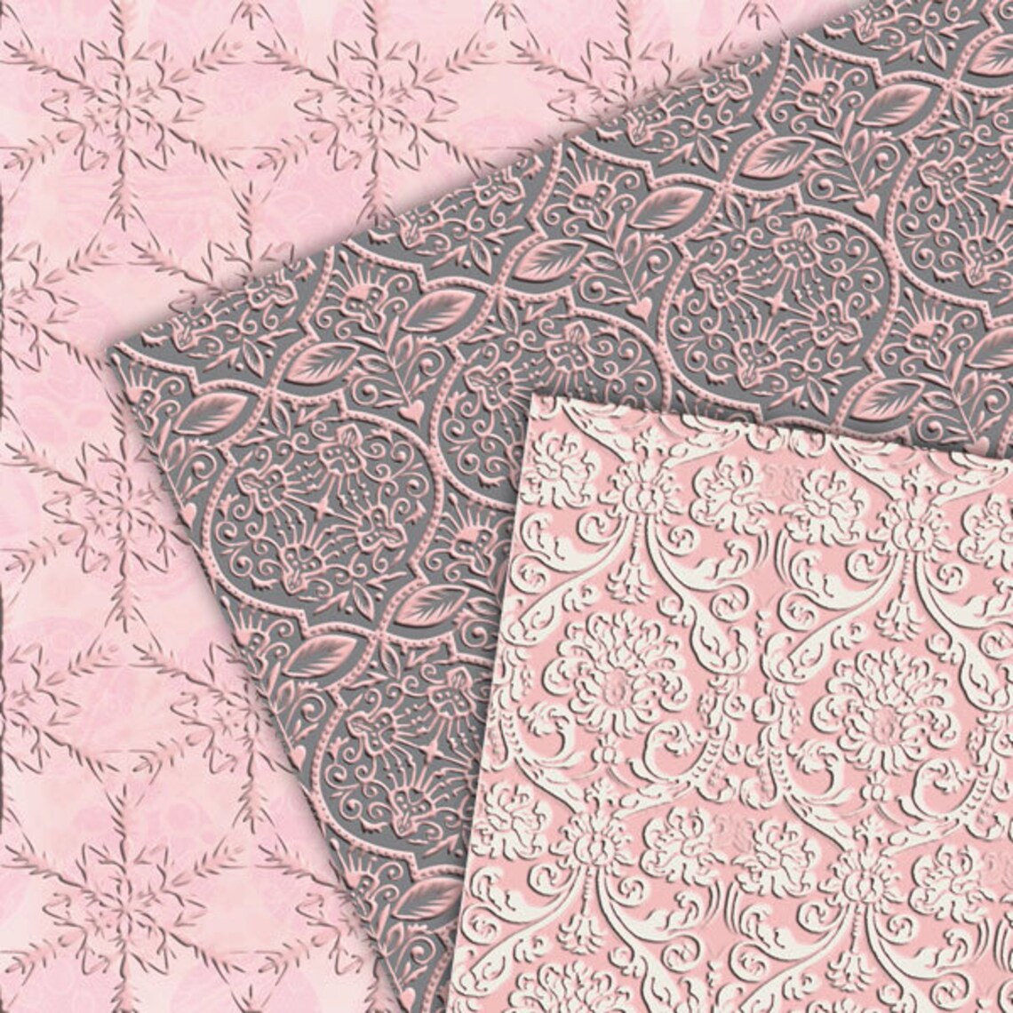 Pink and Silver Digital Paper Printablespink Brocade - Etsy