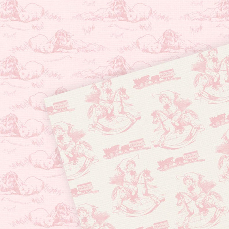 Toile Digital Background:pink Toile Digital Paper Download - Etsy