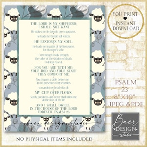 Psalm 23 the Lord is My Shepherd Bible Verse Printable Wall Art, Class ...