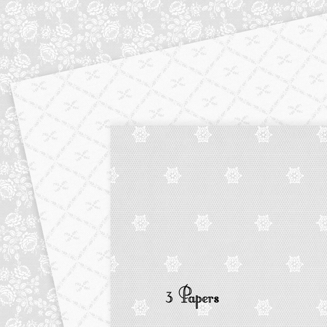 White Lace Digital Paper: Gray Printable Backgrounds (digital Download ...