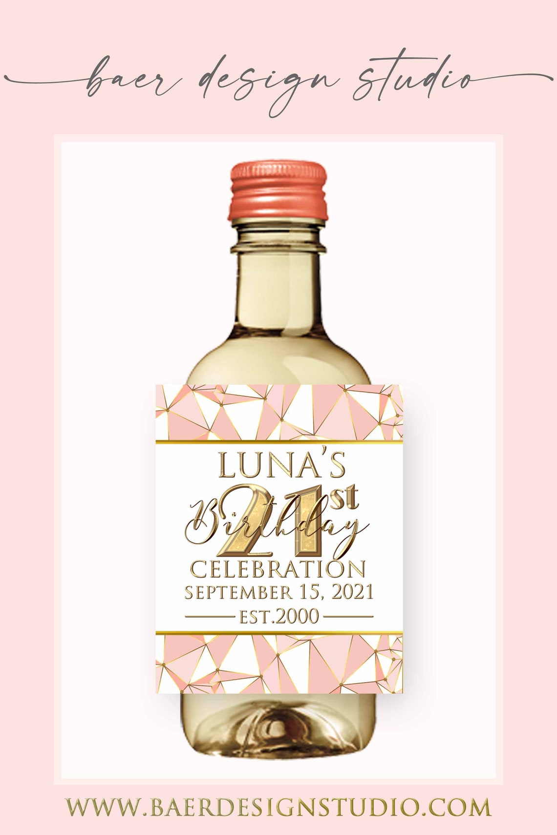 Blush Prism Thank You Wine Bottle Labels:sutter Home Mini Wine | Etsy
