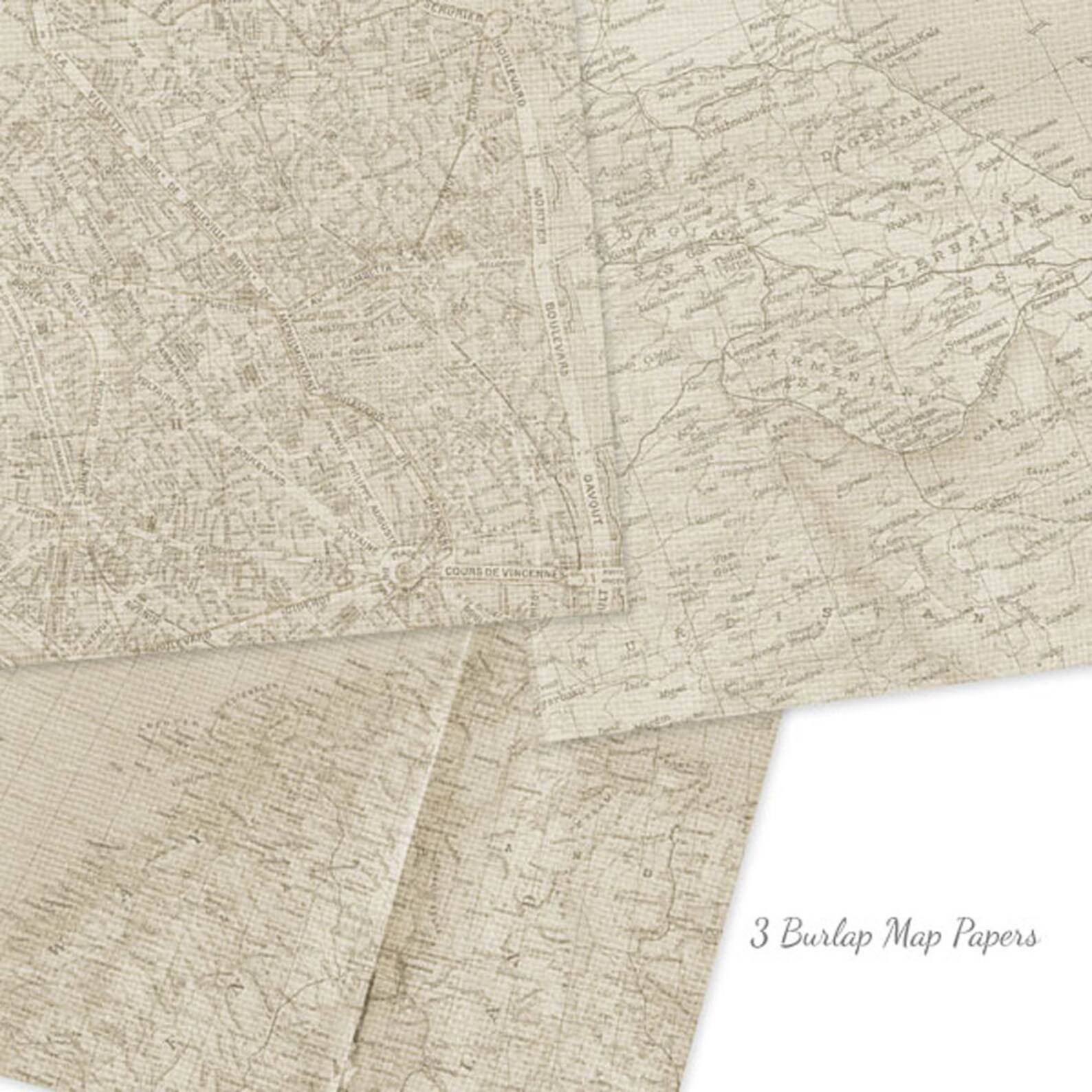 DIGITAL SCRAPBOOK PAPER:Map Digital Paper Taupe Burlap Map | Etsy