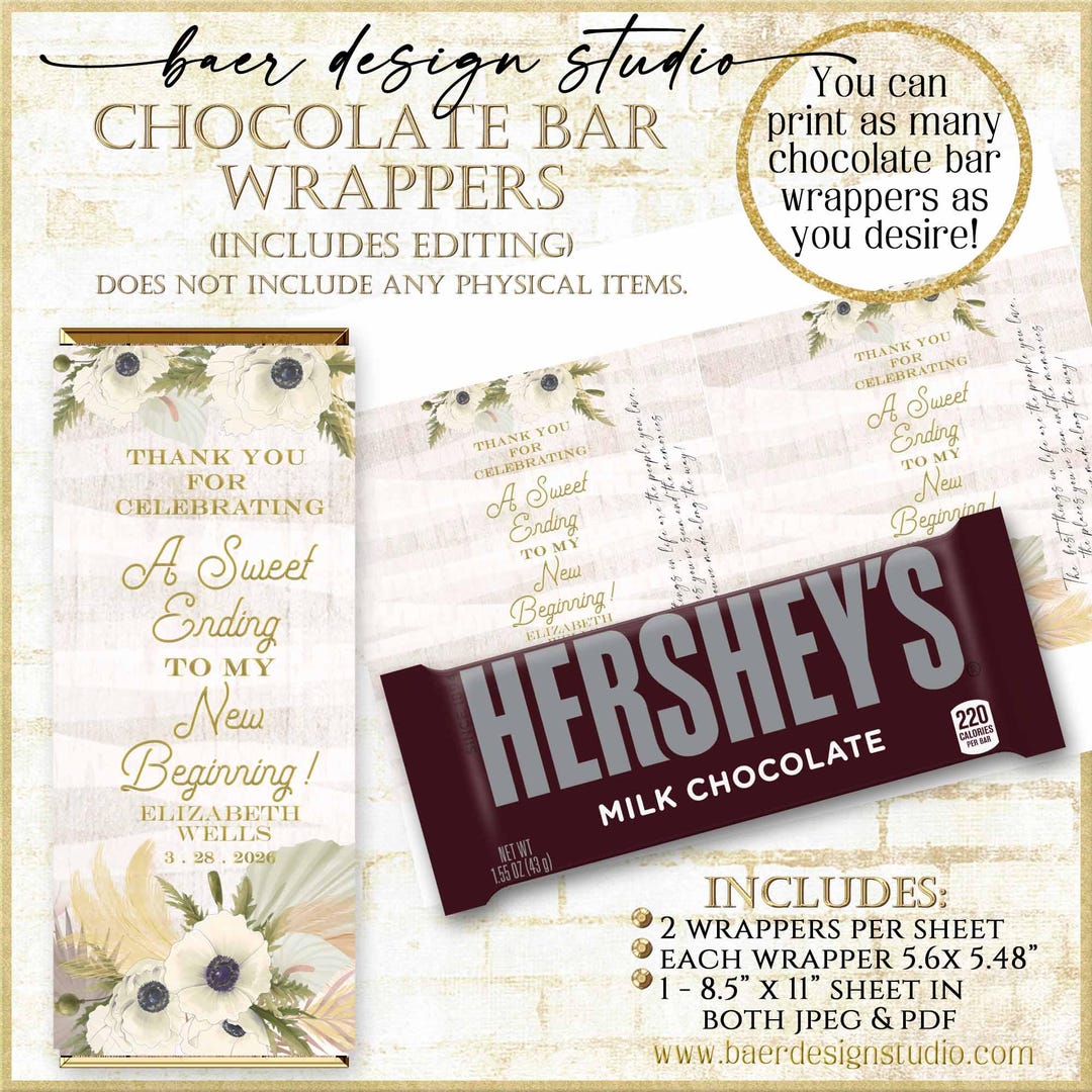 Hershey Bar Wrapper for a Retirement, Personalized Candy Bar Wrappers ...