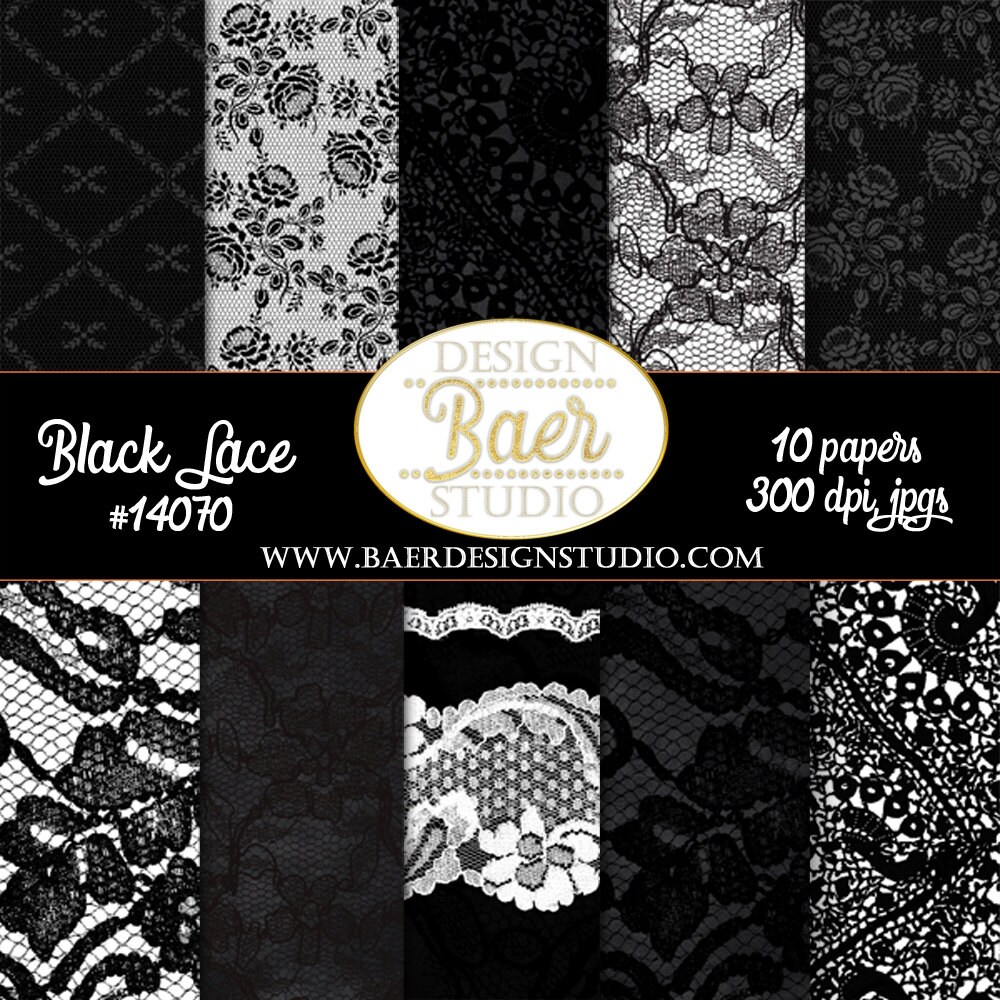 Black Lace Digital Paper Black Digital Paper Wedding Digital | Etsy