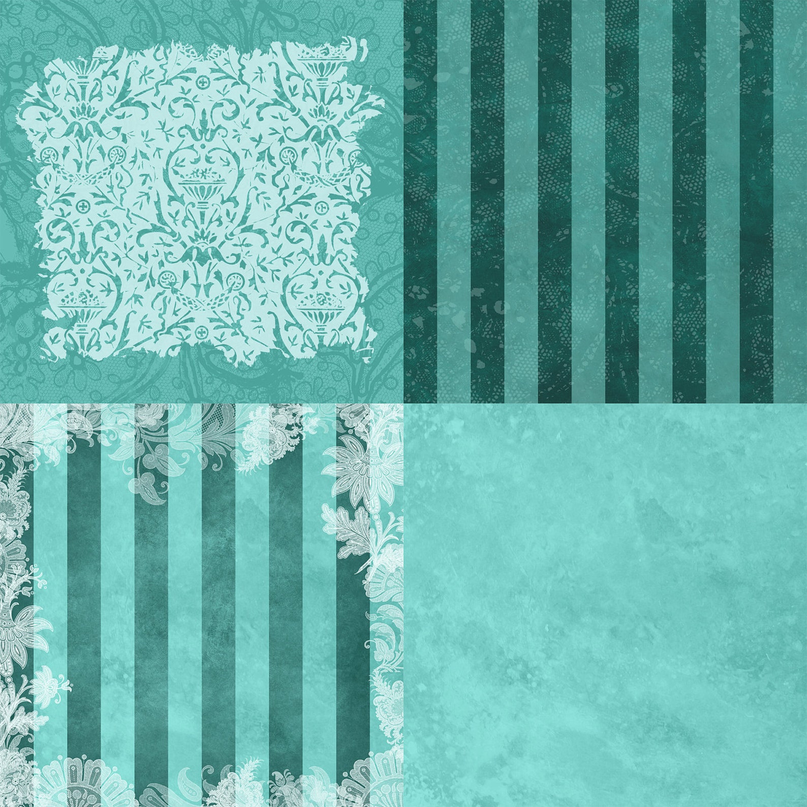 Digital Paper Turquoise:digital Paper Teal Stripes Shabby - Etsy
