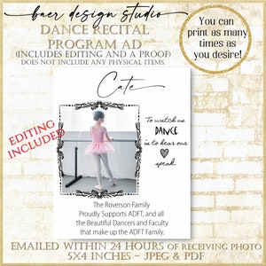 Dance Recital Program Ad Includes Editing Dance Recital - Etsy