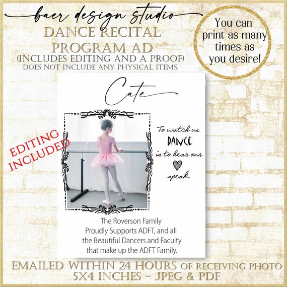 Dance Recital Program Ad Includes Editing Dance Recital - Etsy