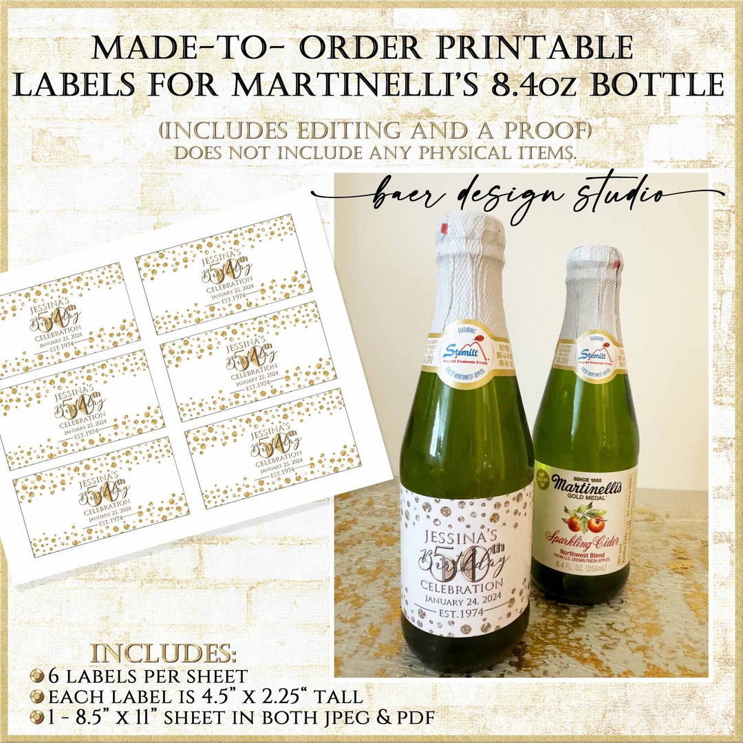 Personalized Martinelli's Birthday Label: Gold, Rose Gold, or Black ...