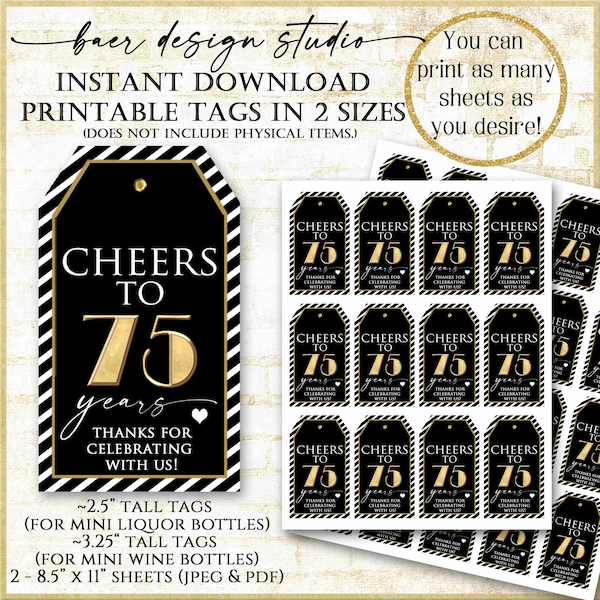 75th Birthday Tags - Etsy