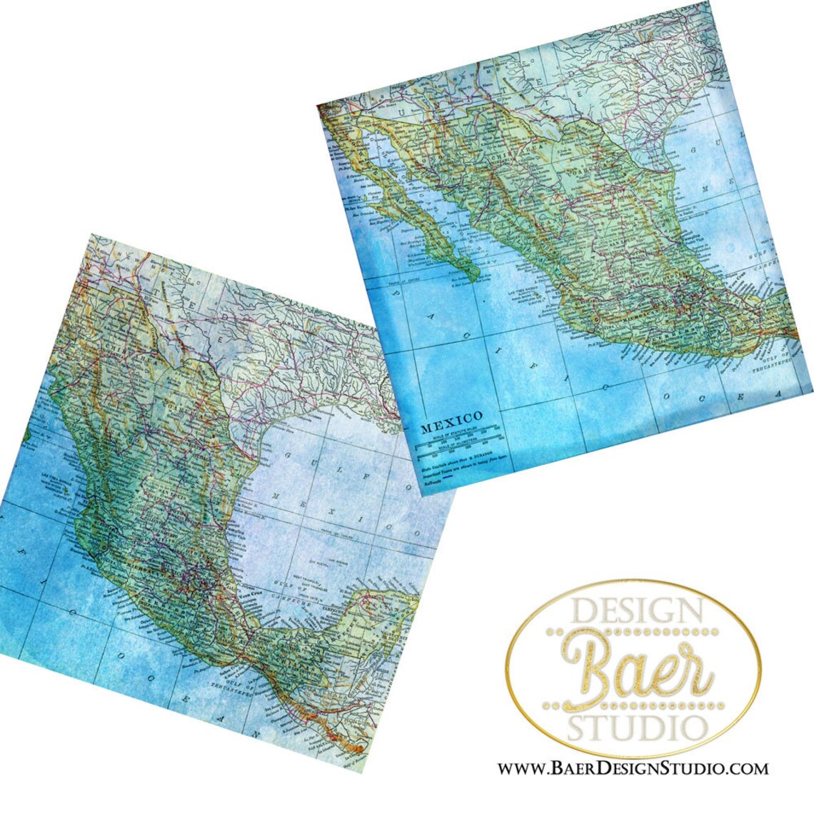 Mexican Map Digital Paper:cabo Map Digital Paper Map Digital - Etsy