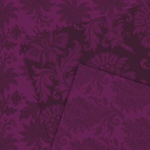 Purple and Gold Damask Digital Paper, Purple Digital Paper, Aubergine ...