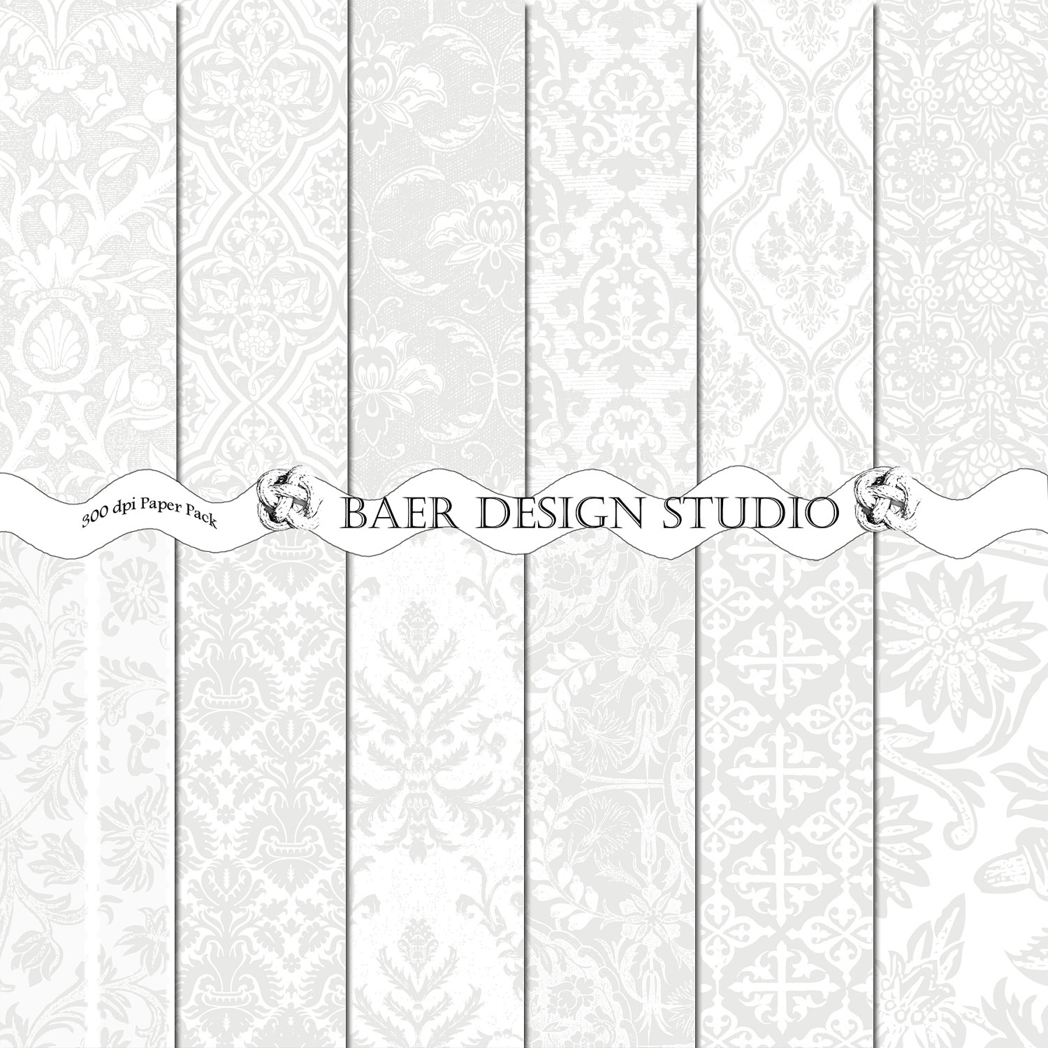 White Digital Paper Digital Paper Vintage Damask Digital - Etsy