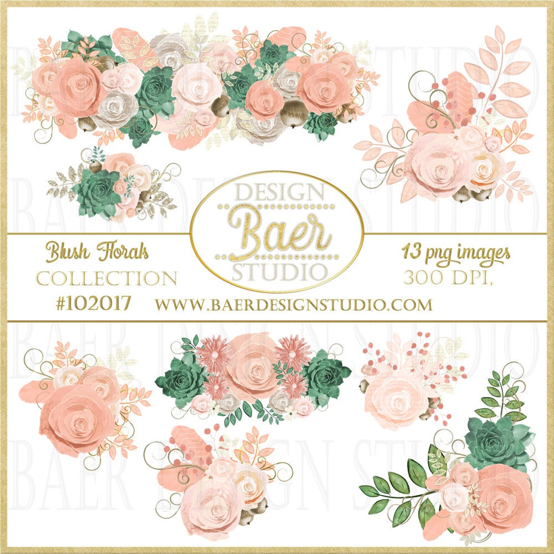 Floral Graphics:pink Flower Clipart Blush Roses Clipart Pink - Etsy