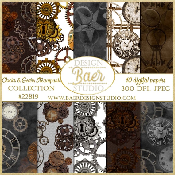 Paper, Party & Kids STEAMPUNK Printable Patterns STEAMPUNK Digital ...