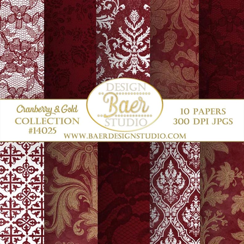Cranberry Red Damask Digital Paper Burgundy Digital Paper - Etsy