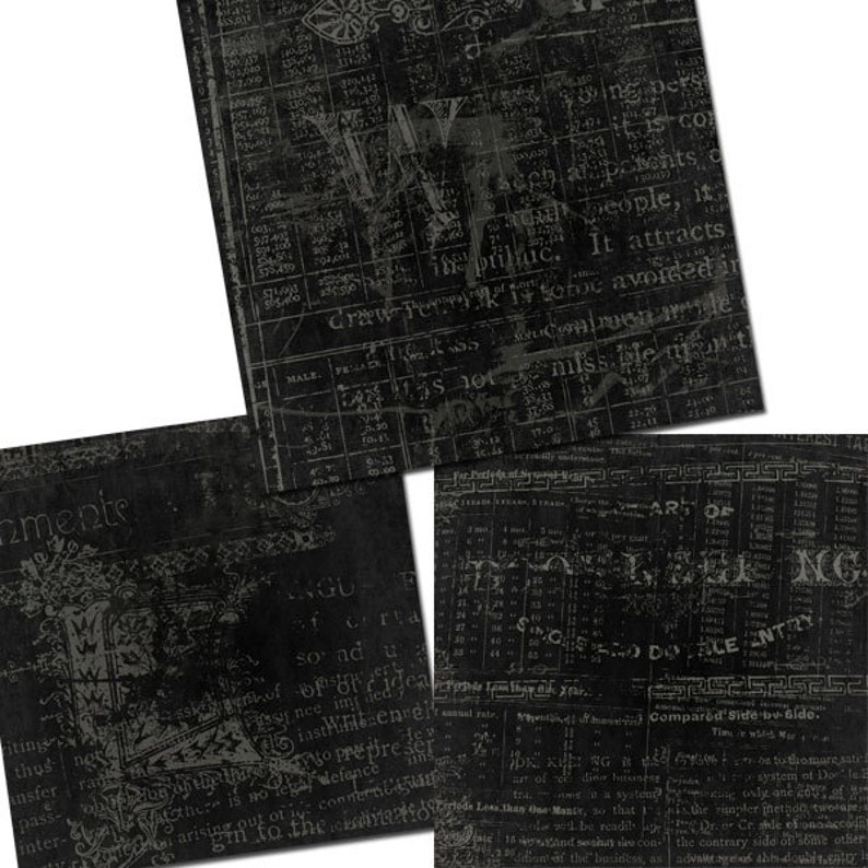 BLACK and White Script DIGITAL Paper:black Chalkboard Digital - Etsy