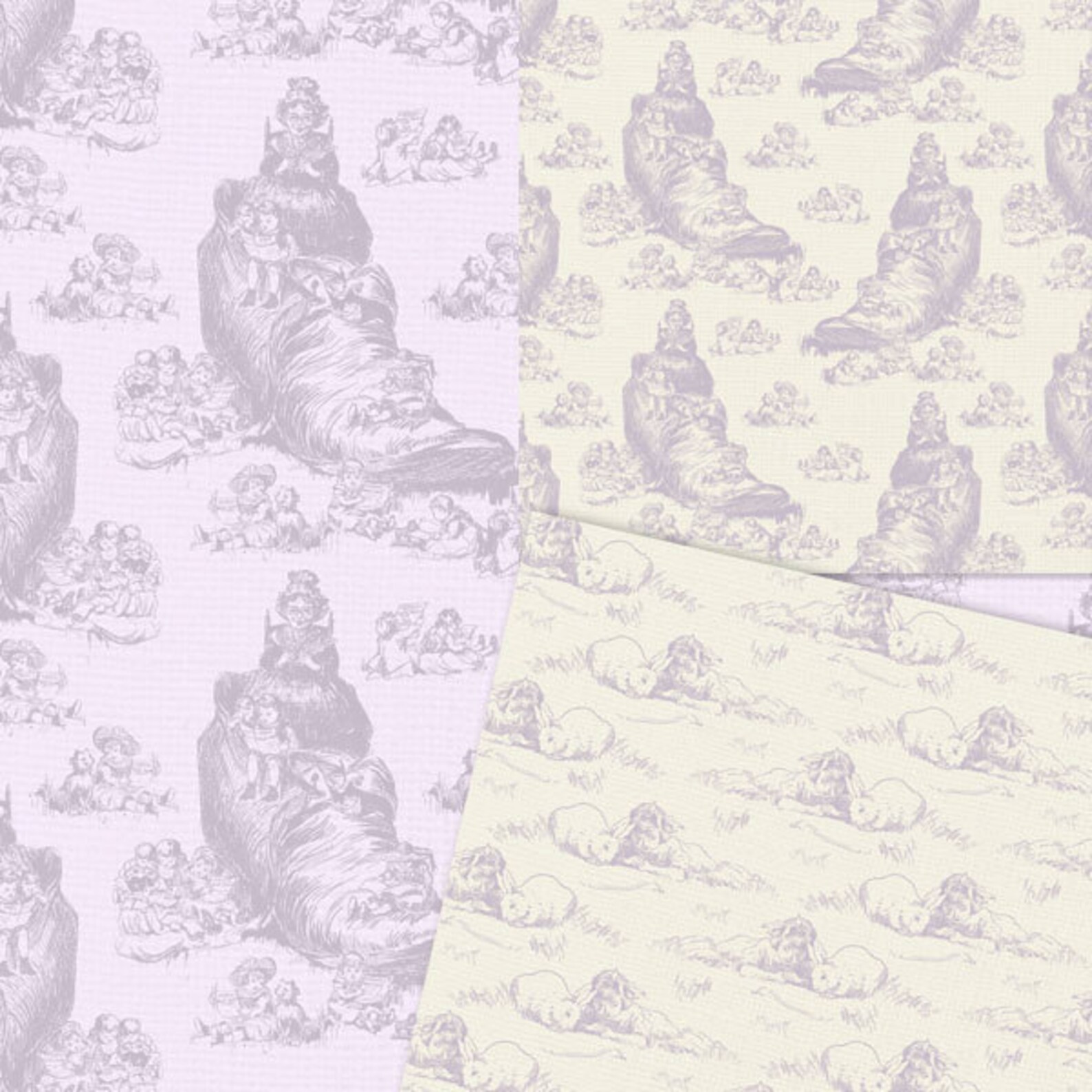 Lavender Toile Digital Paper, Purple Toile Digital Paper, Lavender ...