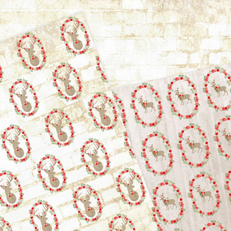 Digital Paper Christmas Reindeer Digital Paper Deer Head - Etsy