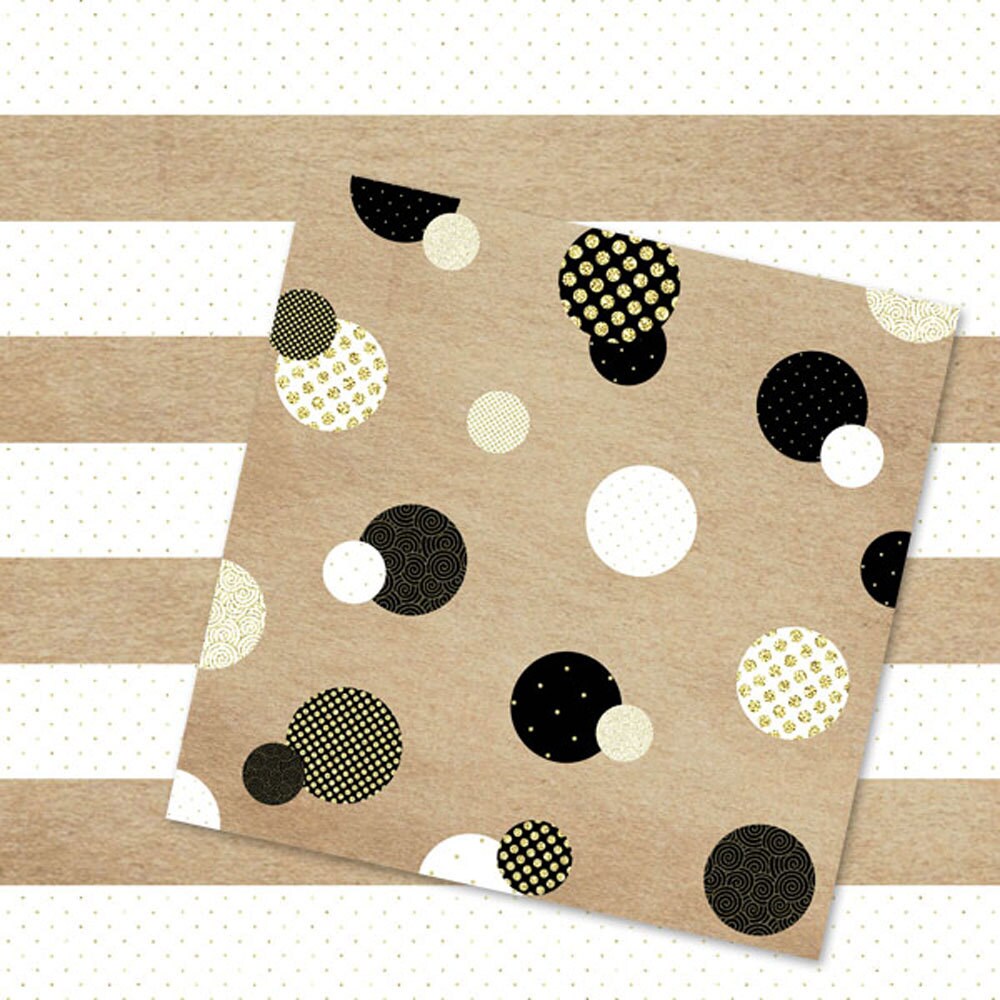 Black, White, and Gold Polka Dot Digital Paper (12x12, 8.5x11) (digital ...