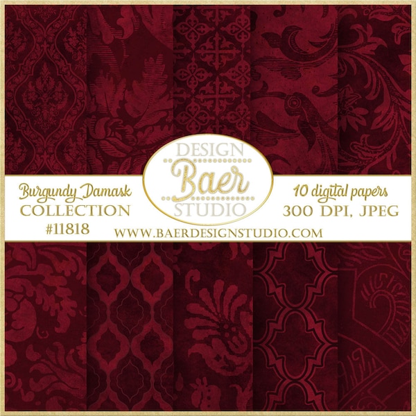 Damask Digital Paper - Etsy
