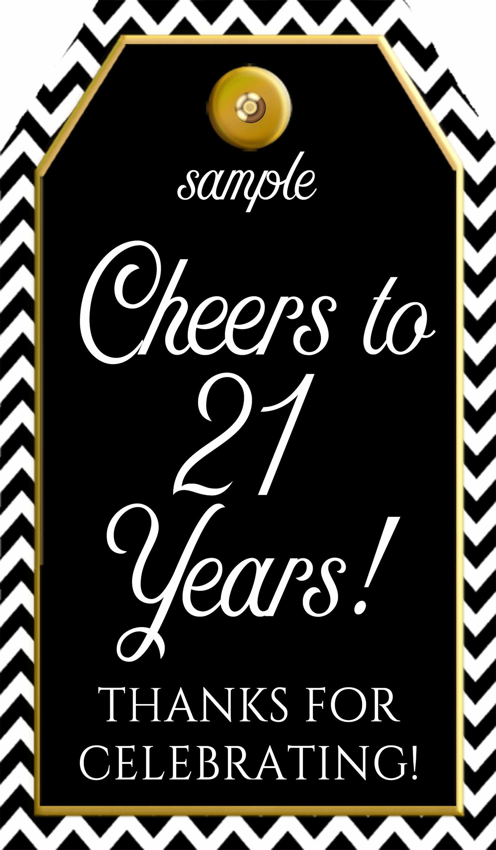 21st Birthday Party Favor Tag Black & White Cheers to 21 - Etsy