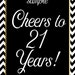 21st Birthday Party Favor Tag, Black & White Cheers to 21 Years ...